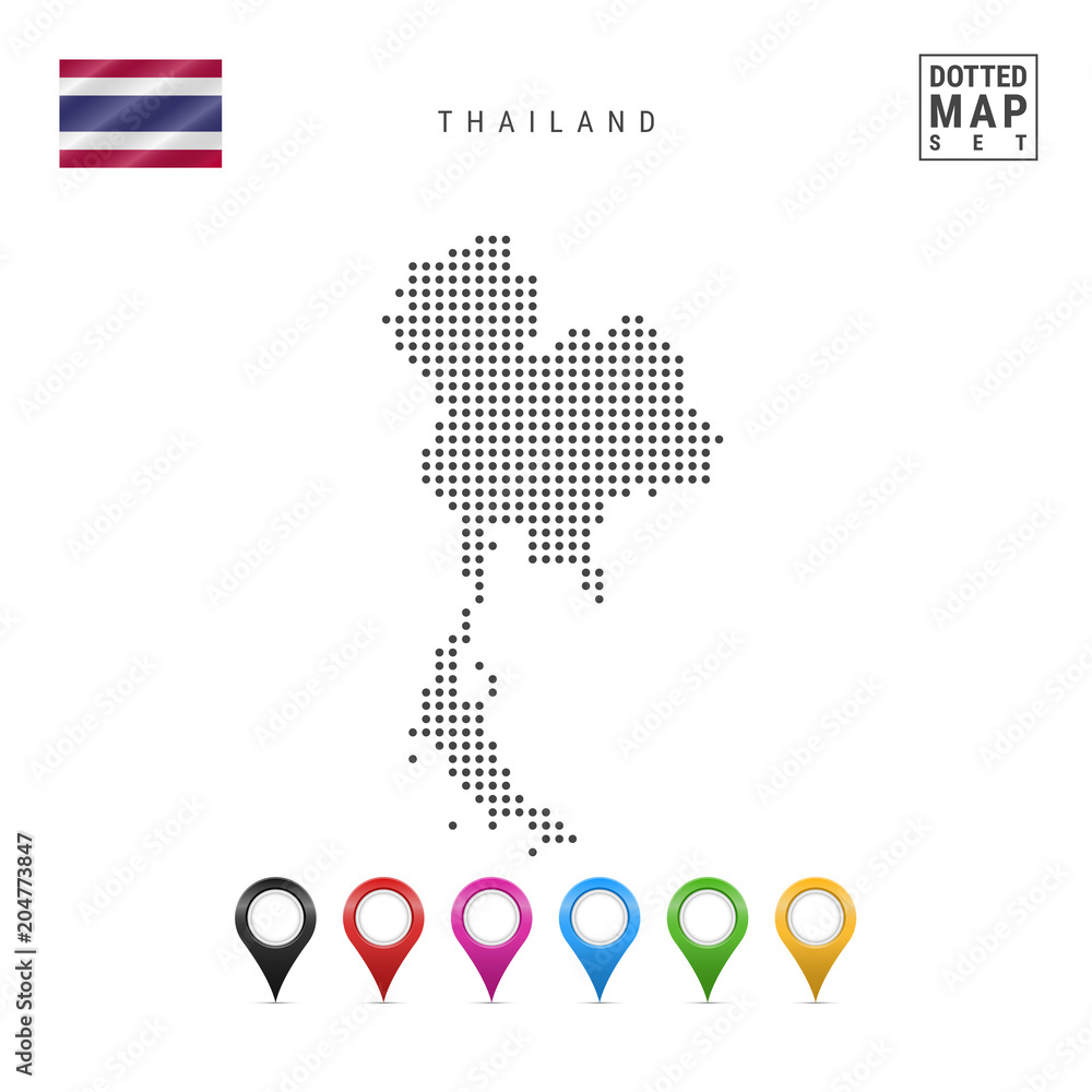 Vector Dotted Map of Thailand. Simple Silhouette of Thailand. National ...