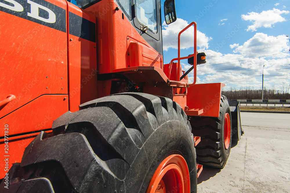 Excavator Loader Machine. Side View of Front Hoe Loader. Industrial ...