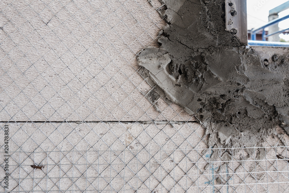 house wall construction protect with Welded wire mesh at wall corner ...