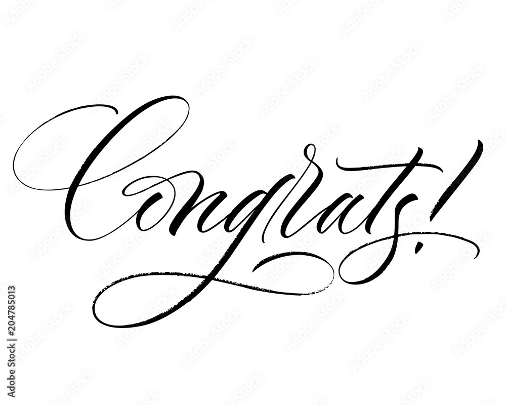 Congrats lettering. Handwritten modern calligraphy, brush painted ...