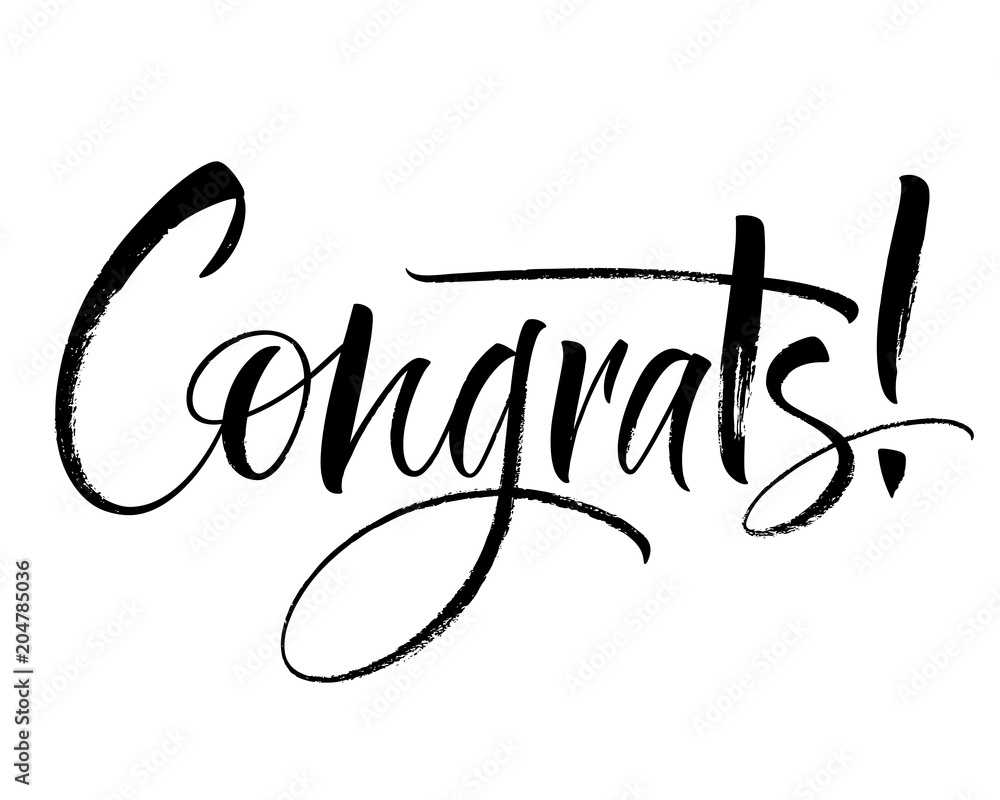 Congrats lettering. Handwritten modern calligraphy, brush painted ...