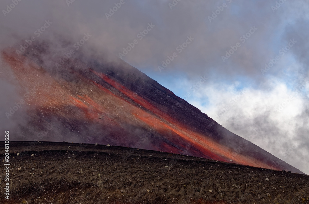 striking colors of one of the mountain slopes in the Andes mountain ...