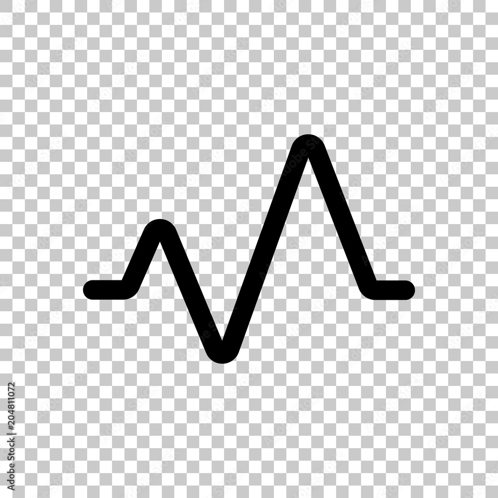cardiac pulse line. simple single icon. one line style. On transparent ...