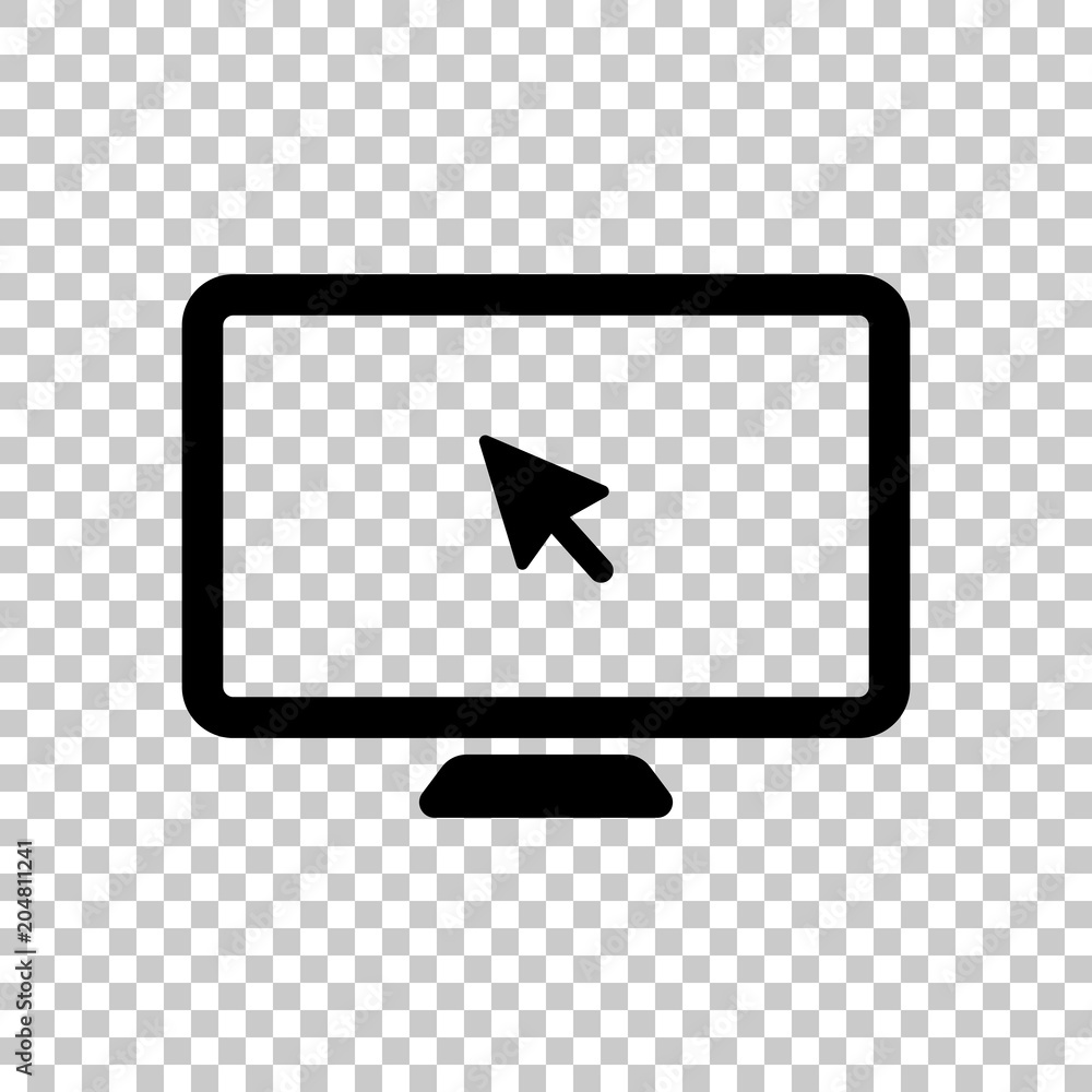 Desktop computer and mouse arrow. Simple digital icon. On transparent ...