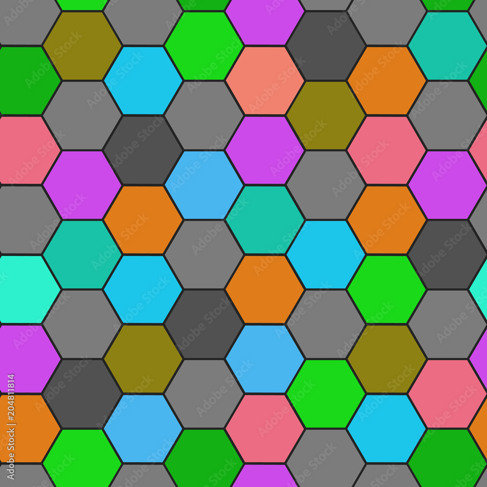 Hexagon grid seamless vector background. Stylized polygons six corners ...