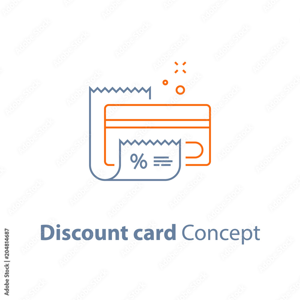 Loyalty program, discount card, till slip, credit card payment, vector ...