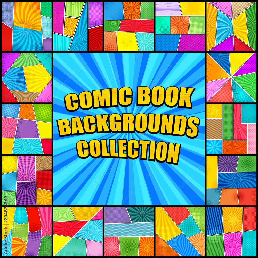 Bright comic book backgrounds collection Stock Vector | Adobe Stock