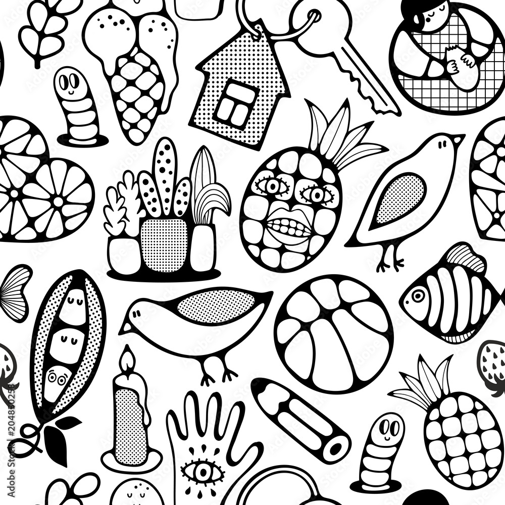 Black and white wallpaper for coloring book. Stock Vector | Adobe Stock
