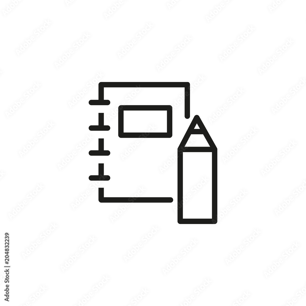 Workbook and pencil icon Stock Vector | Adobe Stock