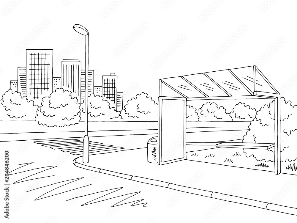 Indian Bus Stand Sketch