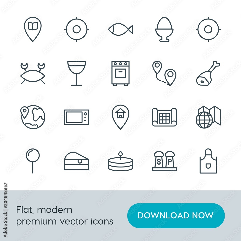 Modern Simple Set of food, location, drinks Vector outline Icons ...