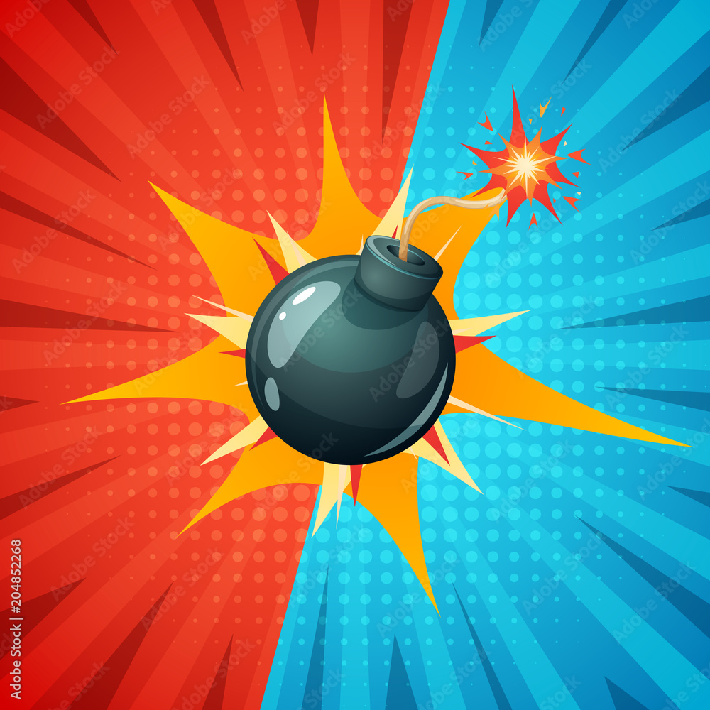 Cartoon bomb, fuse, wick spark icon Vector eps 10 Stock Vector | Adobe ...