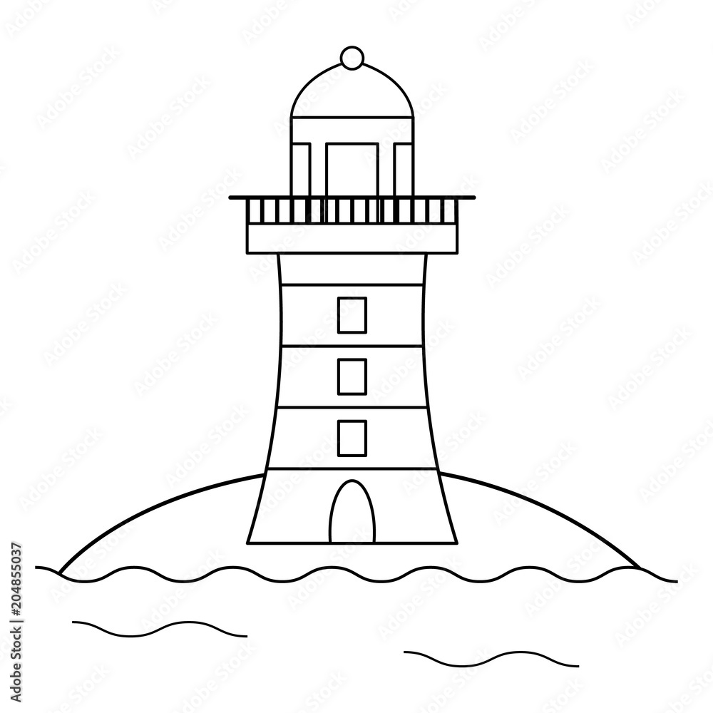 Coloring page for kids. Cartoon lighthouse. Vector illustration Stock ...