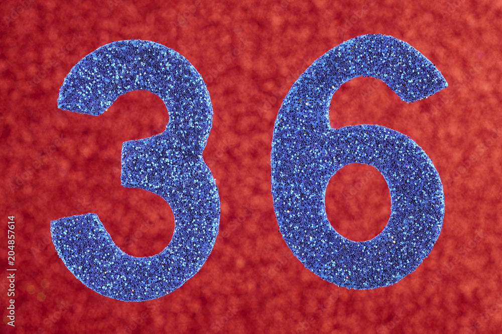 Number thirty-six blue color over a red background. Anniversary Stock ...