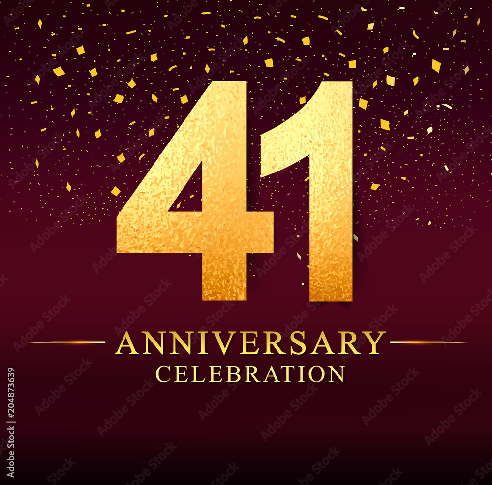 41 years anniversary. celebration logotype 41st years.Logo with golden ...