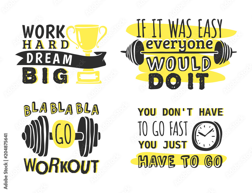 Sport motivational logo vector design hand drawn element banner gym ...