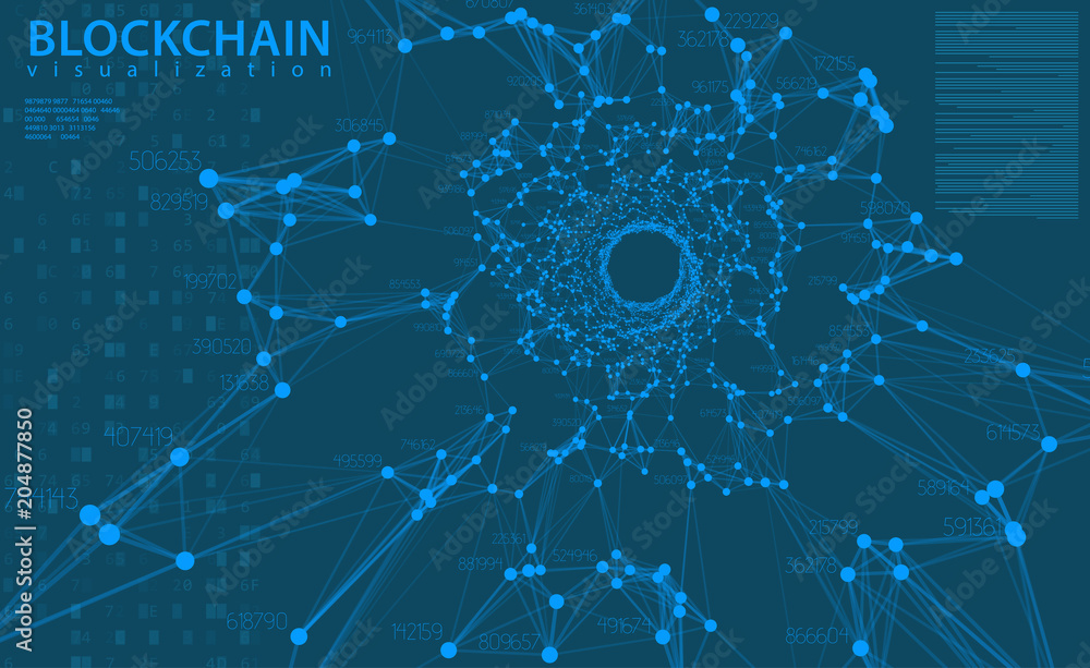 Vetor de Big data blue background vector illustration. Information ...