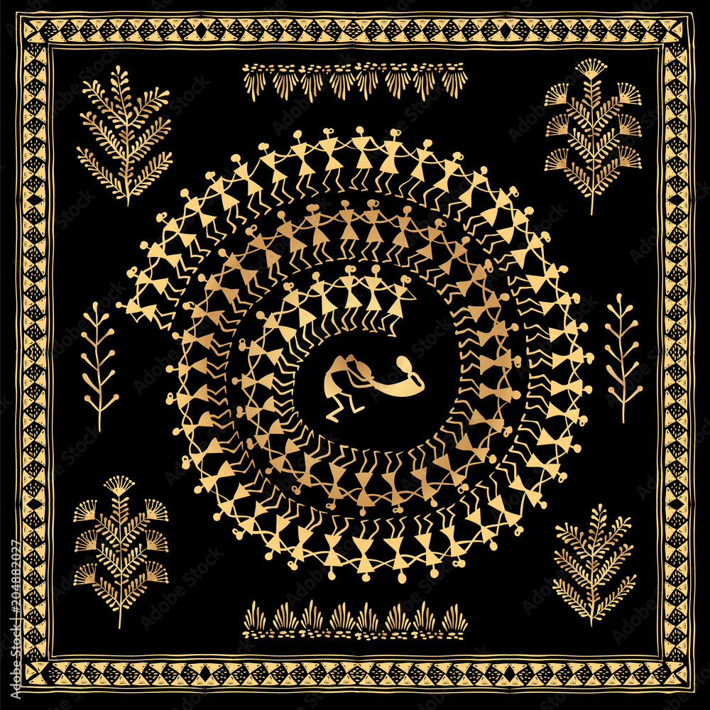 warli tribal art Stock Vector | Adobe Stock
