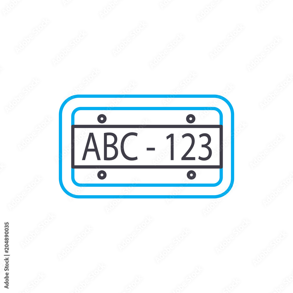 Car plate vector thin line stroke icon. Car plate outline illustration ...