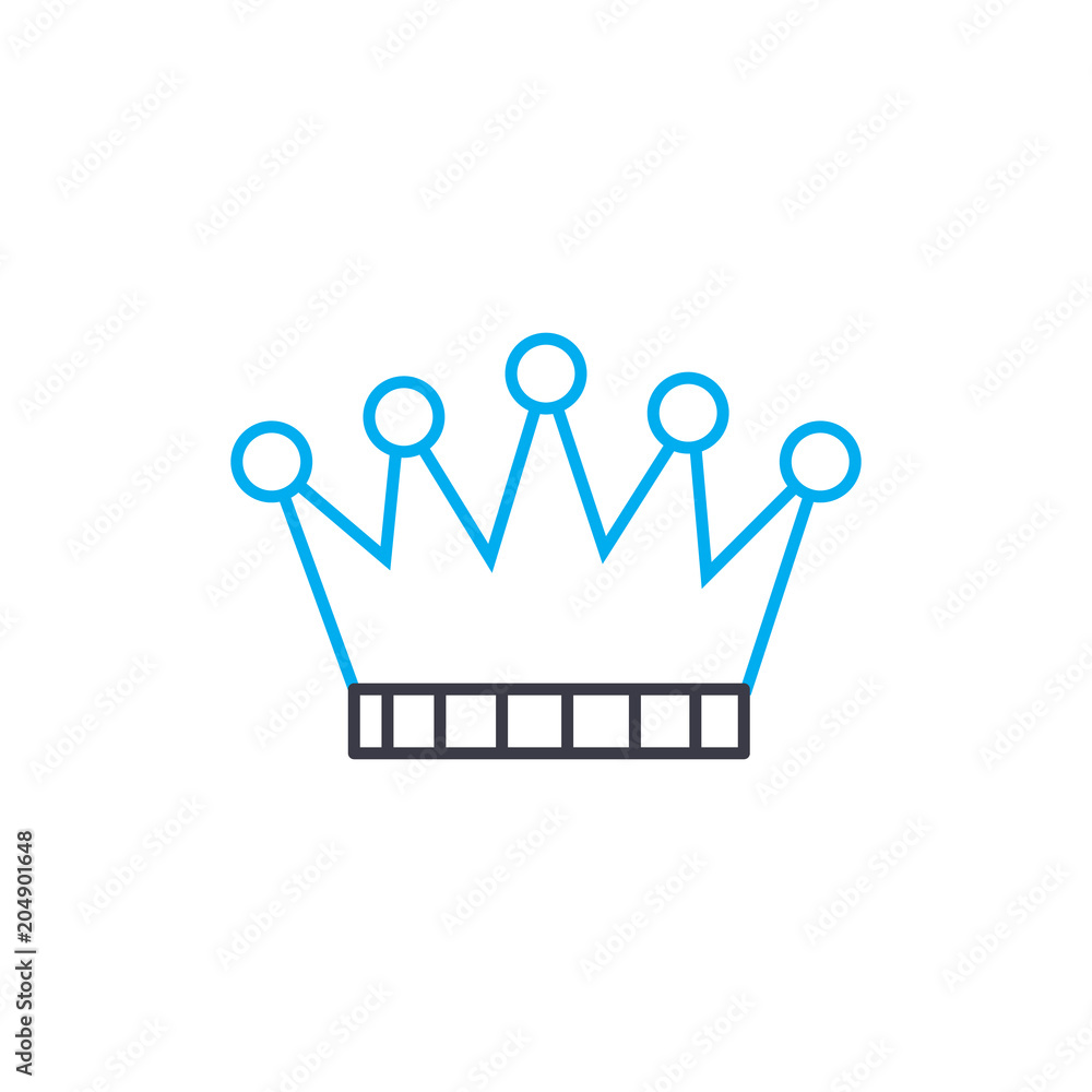 Gold crown vector thin line stroke icon. Gold crown outline ...