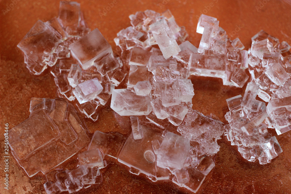 Growing crystals of sodium chloride. To grow crystals of this size took ...