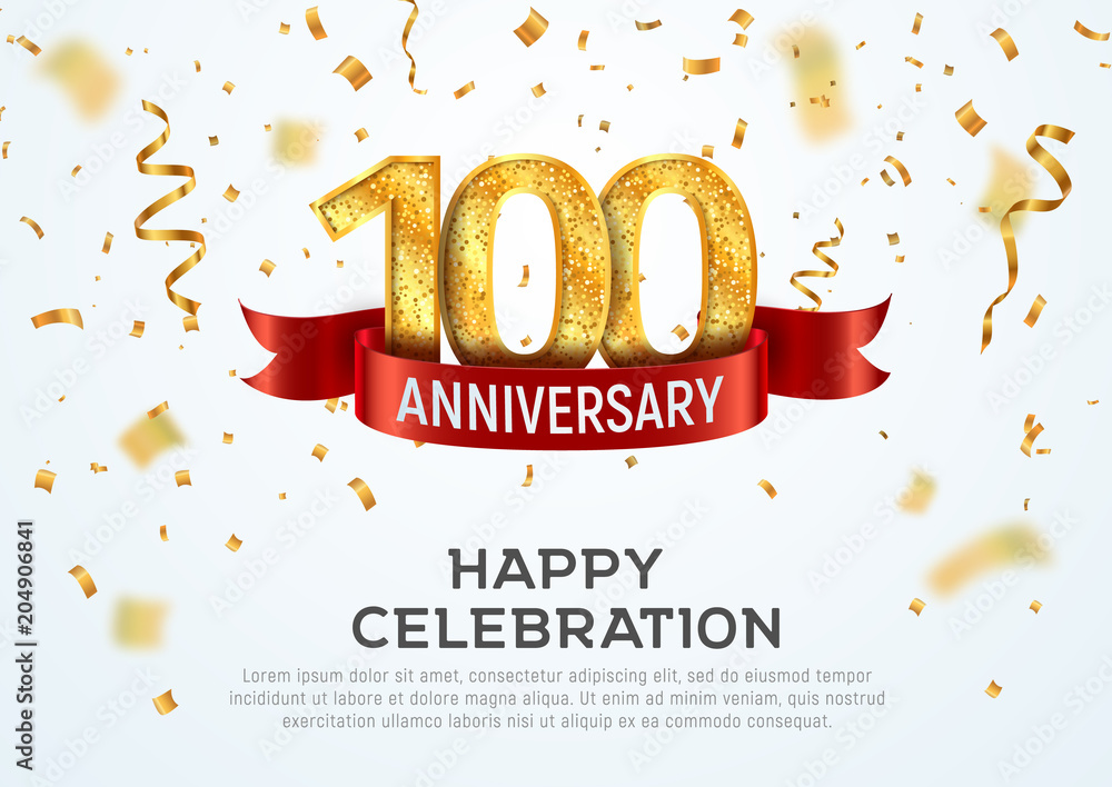 100 years anniversary vector banner template. Hundred year jubilee with ...