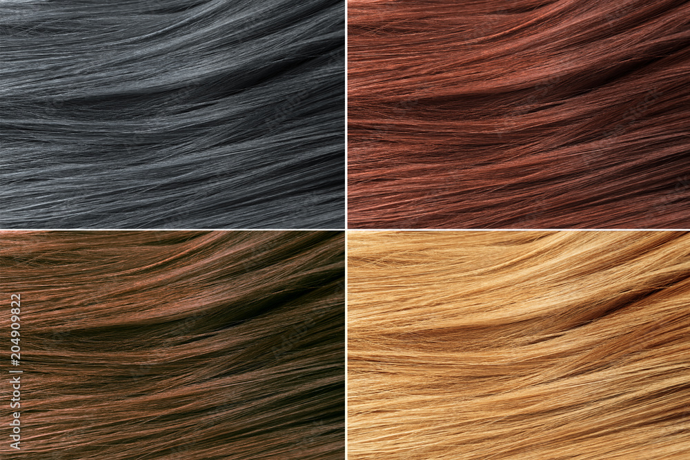 Hair Colors Palette. Hair Texture background, Hair colours set. Tints ...
