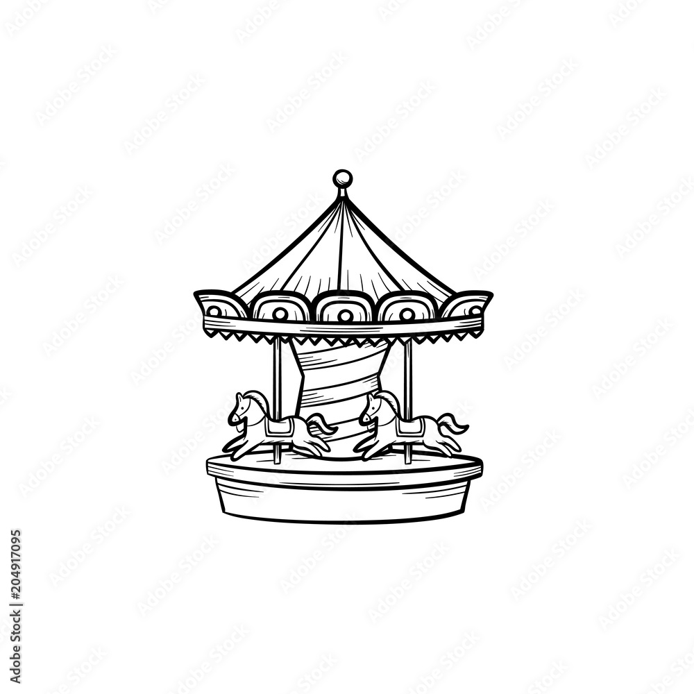 Merry-go-round carousel hand drawn outline doodle icon. Concept of ...