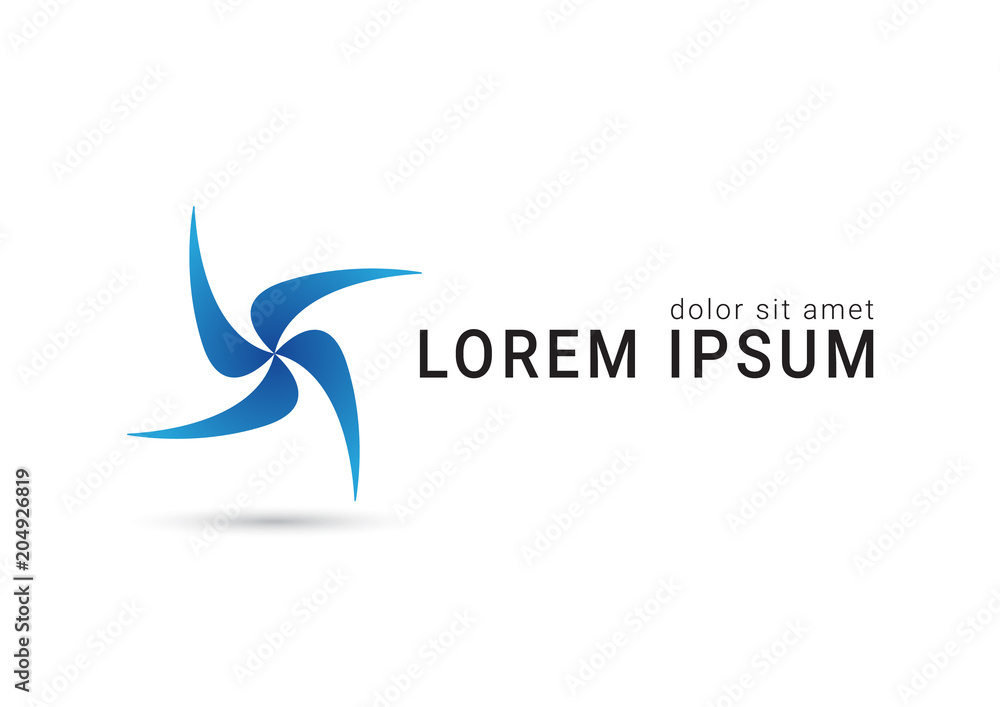 windmill vector logo design template, wave icon, spiral sign, twist ...