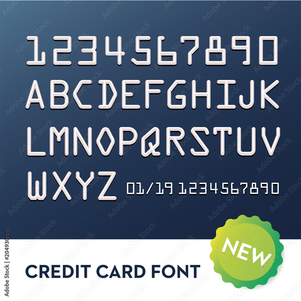 Font for credit cards Stock Vector | Adobe Stock