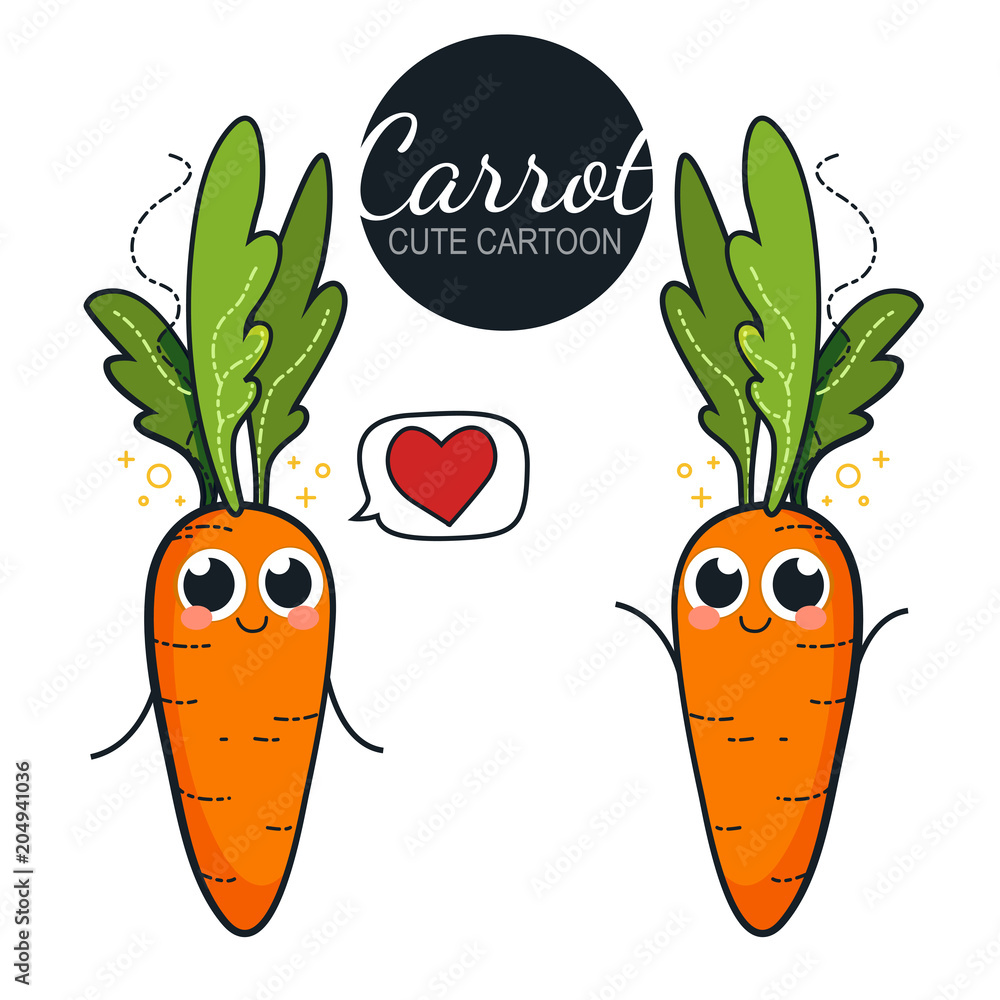 Cute carrot characters. Vector set Stock Vector | Adobe Stock