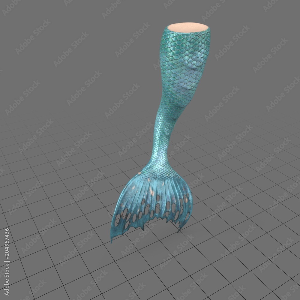 Damaged mermaid tail upright Stock 3D asset | Adobe Stock