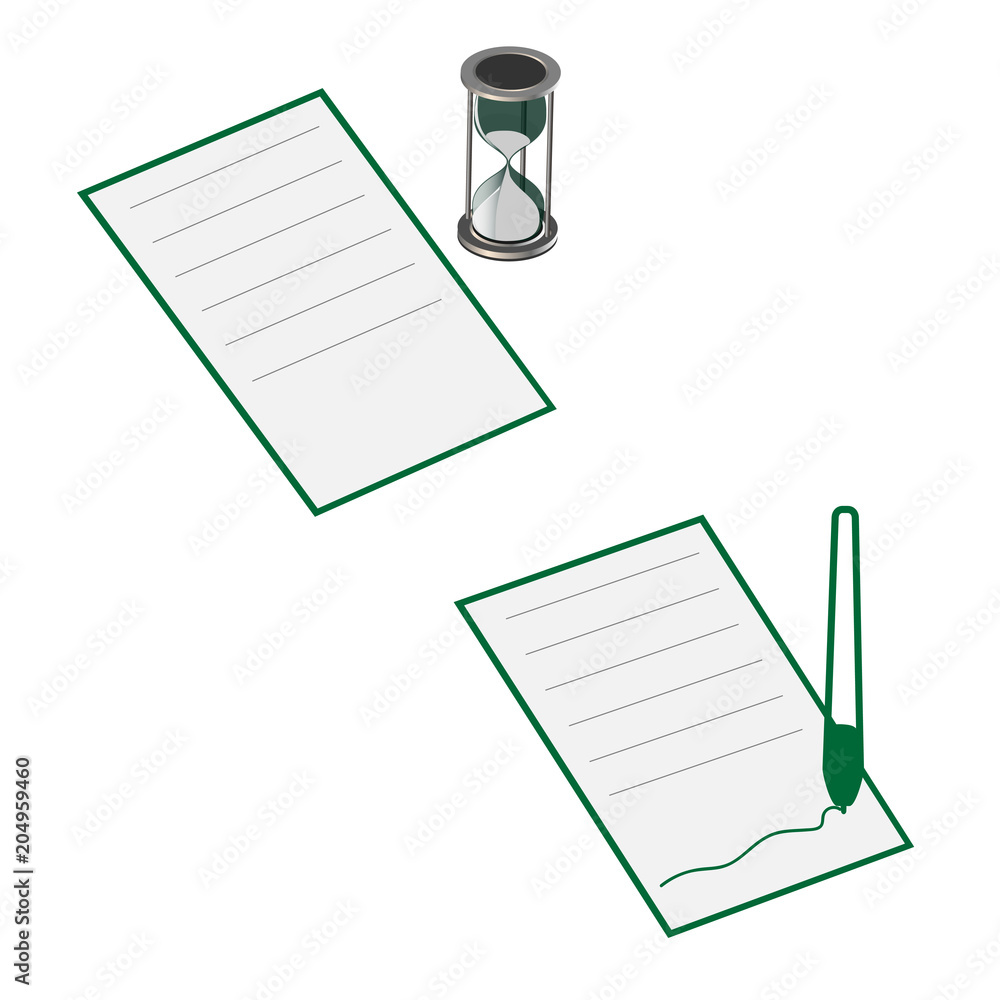 Check List Check Mark Pen Clock Icon Vector. Time Compliance Business ...