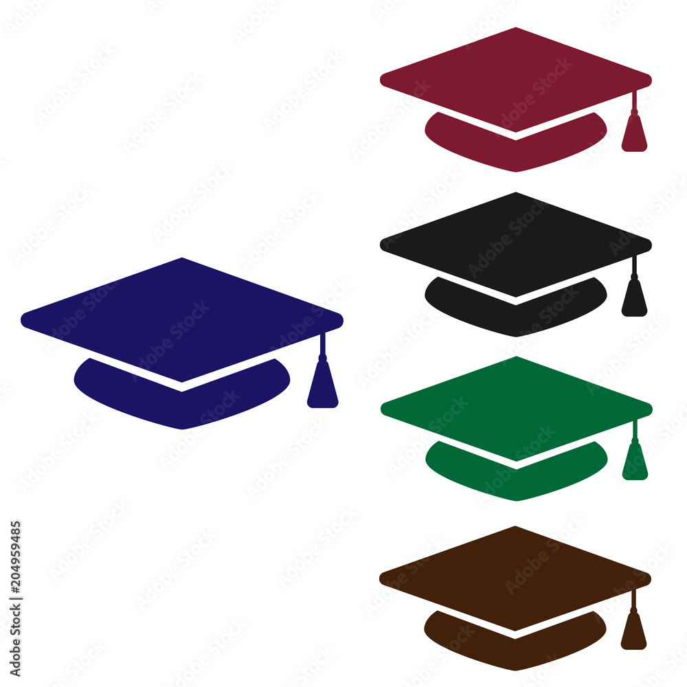 Hat student icon in cartoon style isolated on white background ...