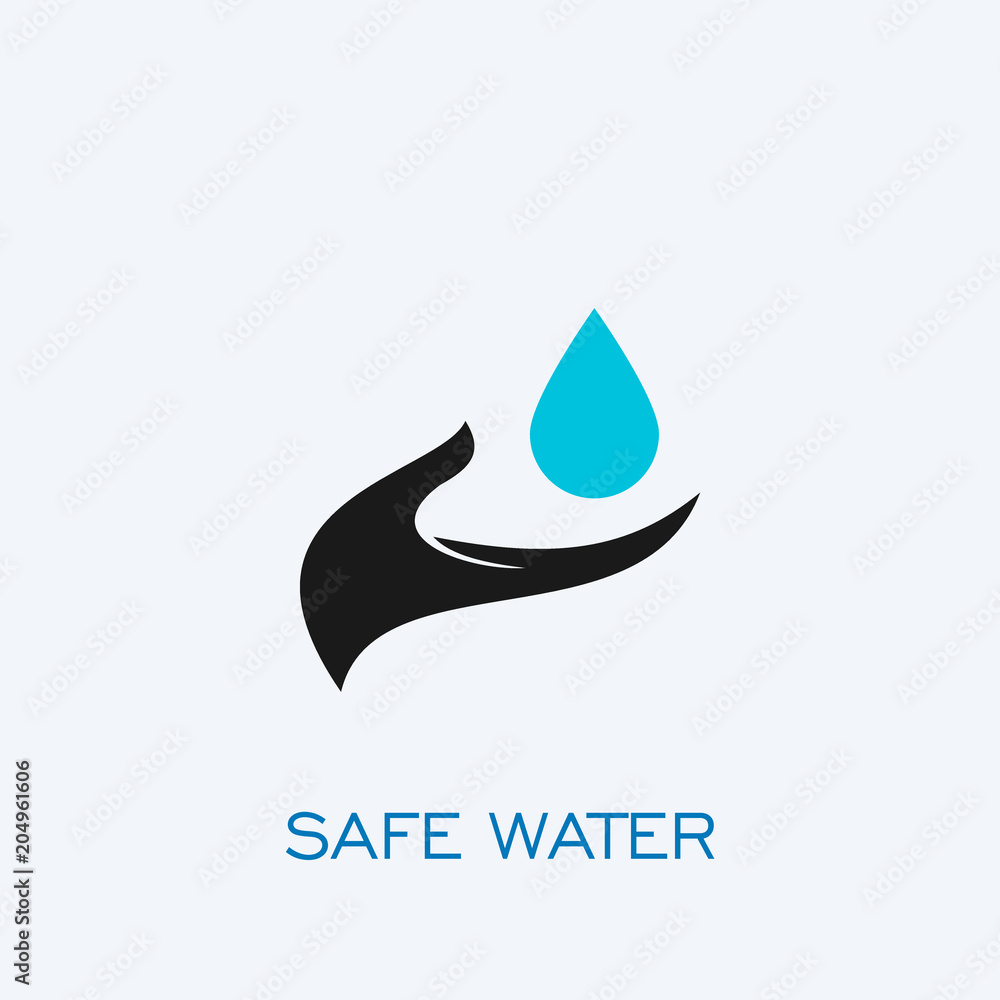 Safe water logo, water drop logo, silhouette hand icon. Stock Vector ...