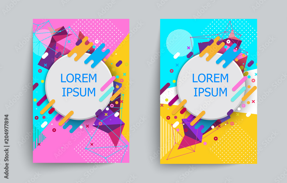 Covers with minimal design. Collection of cool bright covers. Geometric ...