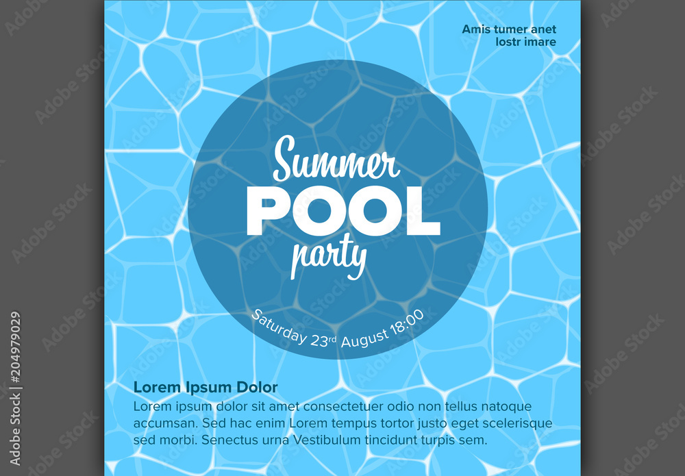 Pool Party Invitation Card Layout Stock Template | Adobe Stock