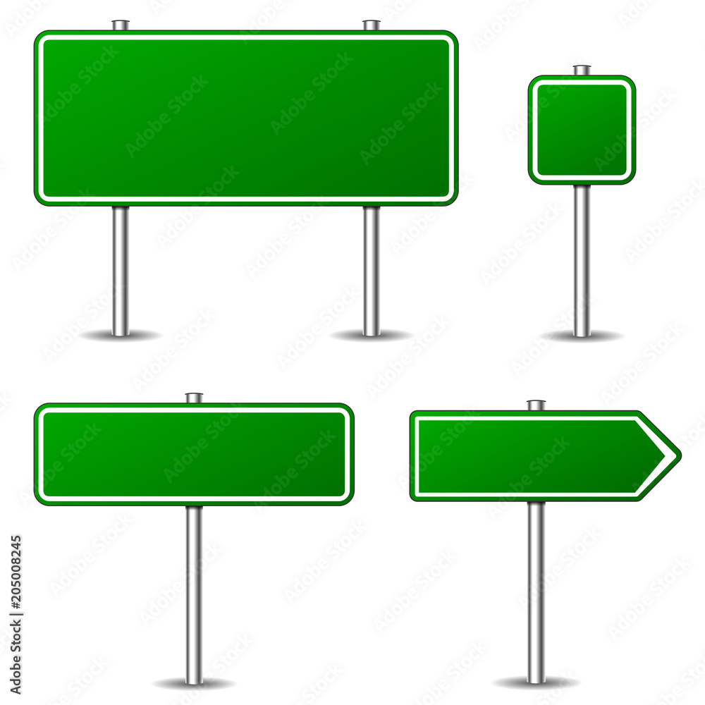 green road signs on white background Stock Vector | Adobe Stock
