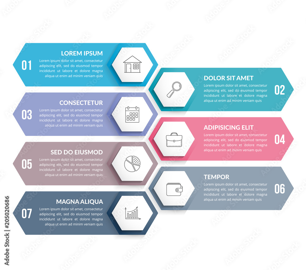 7 Steps Infographics Stock Vector | Adobe Stock