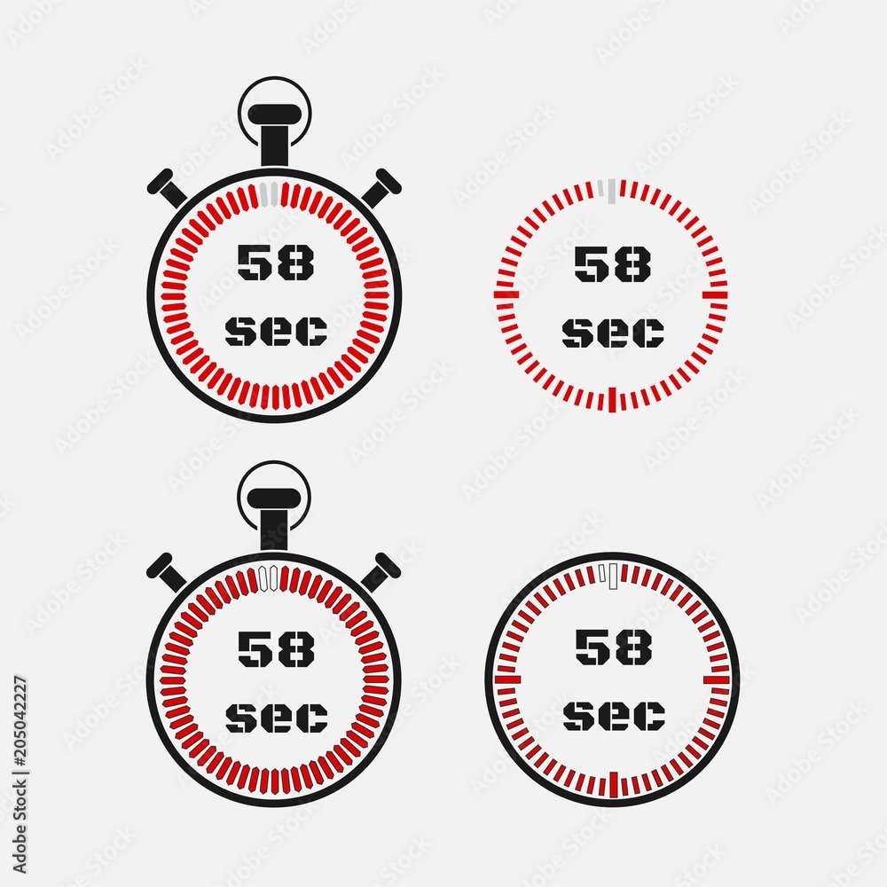 Timer 58 seconds on gray background . Stopwatch icon set. Timer icon ...