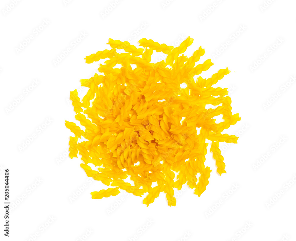 Pile of italian twisted pasta fusilli, heap of fusilloni, Rotini ...