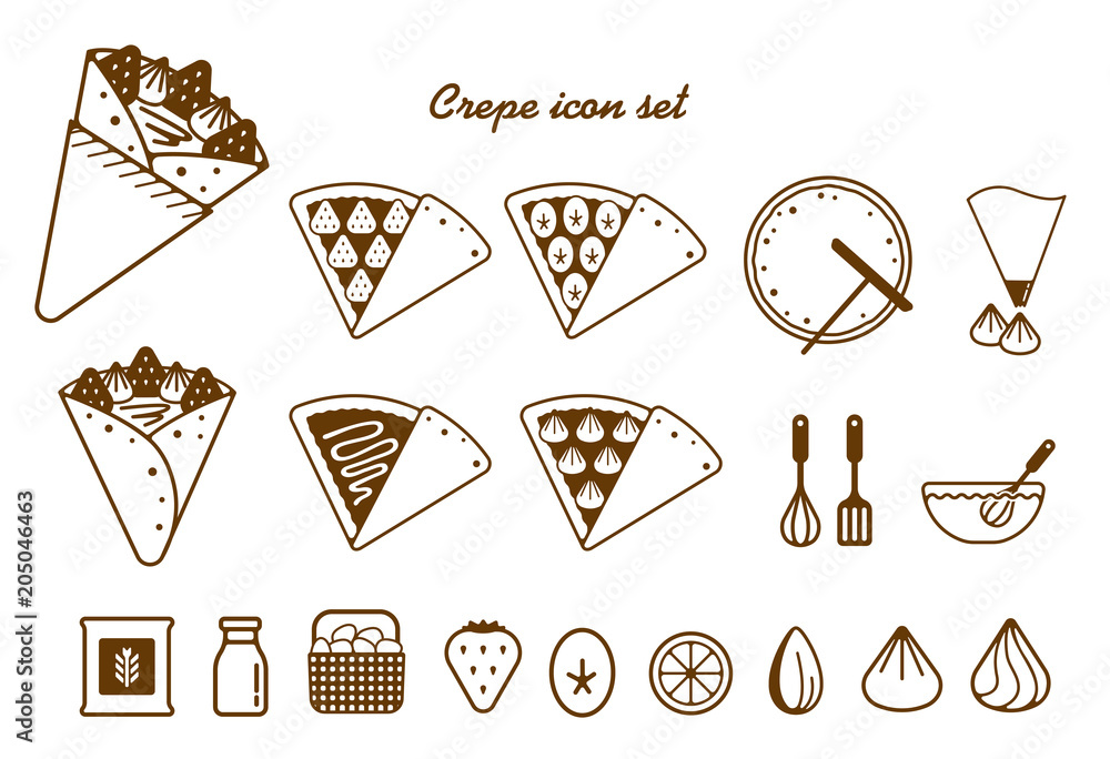 Crepe illustration icon set vector de Stock | Adobe Stock