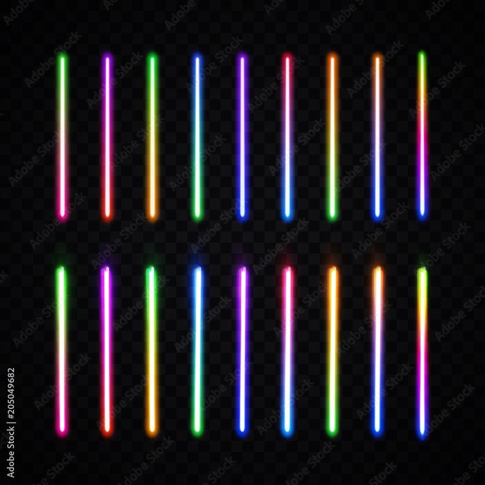 Colorful glowing gradient lines or borders collection isolated on ...