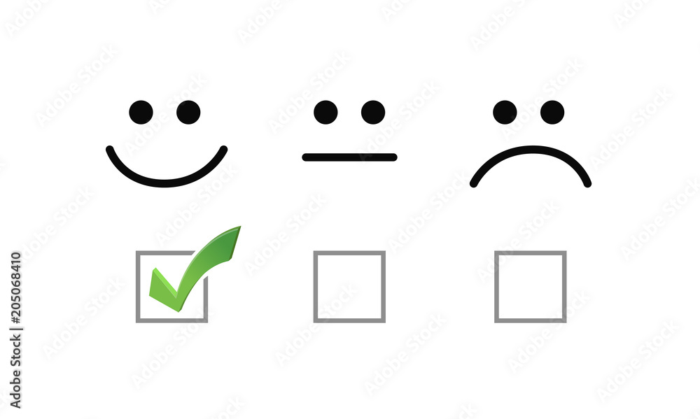 Smile check mark selection illustration options graphics. Foto Stok ...