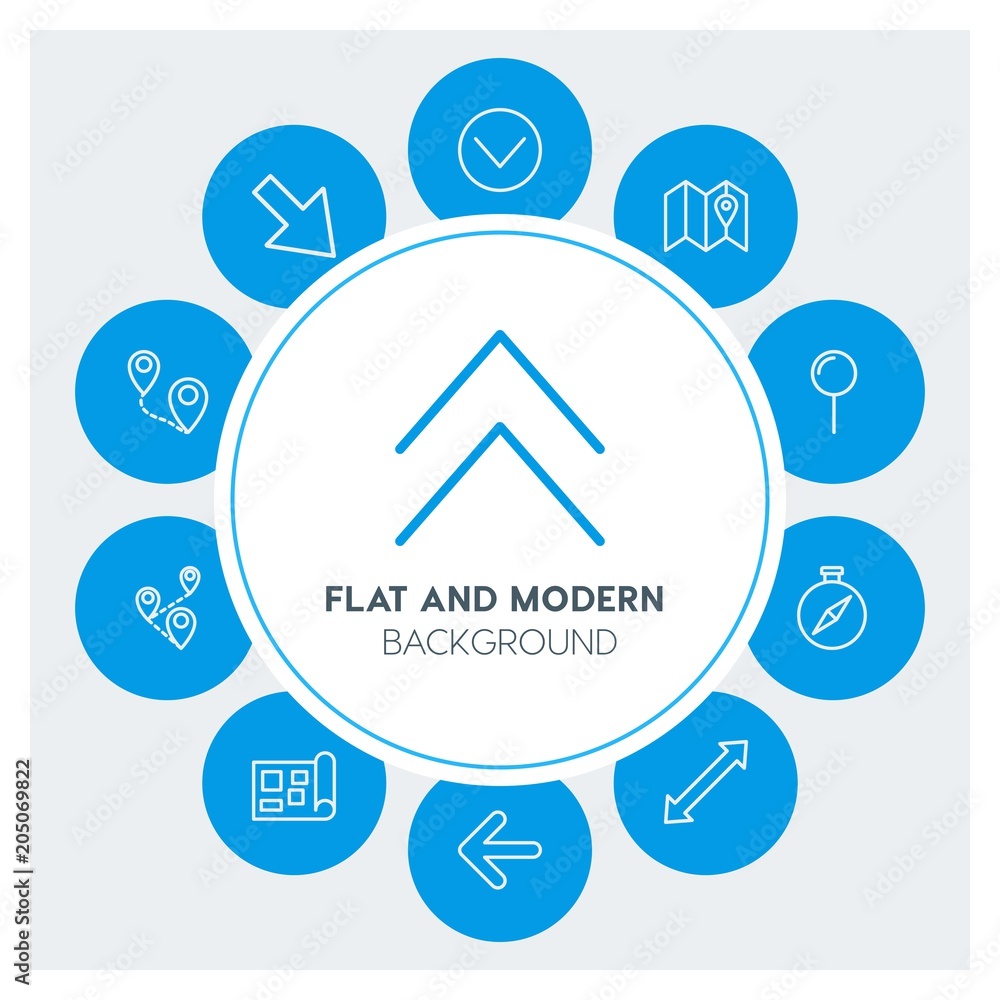 location, arrows, cursors Infographic Circle outline Icons Set ...