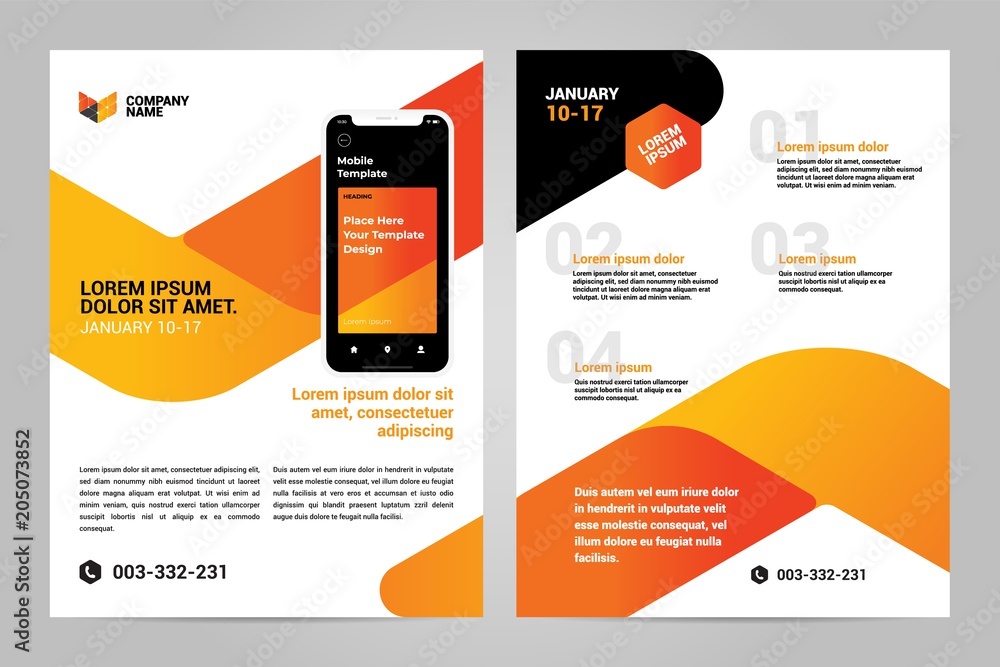 Layout template design with Mobile application. Business brochure flyer ...
