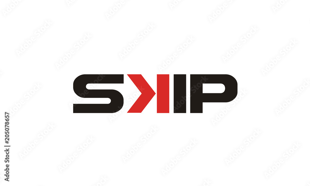 Clever Creative SKIP lettering typography with skip button logo design ...