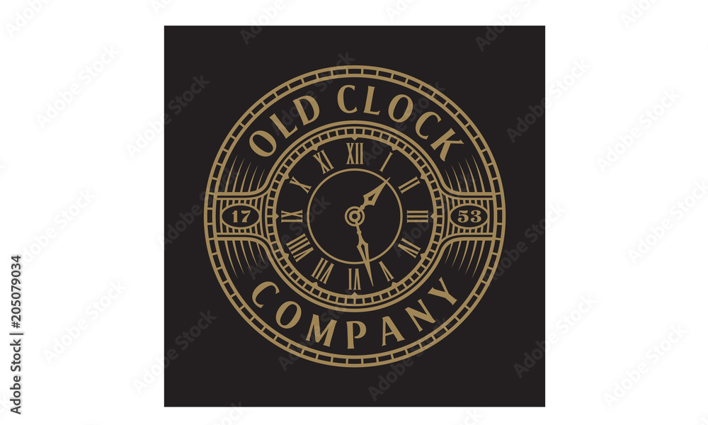 Vintage Classic Old Clock Antique with Steampunk style for Emblem Label ...