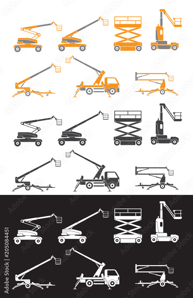 Lifting machine icons set. Three versions. Vector. Illustration Stock ...