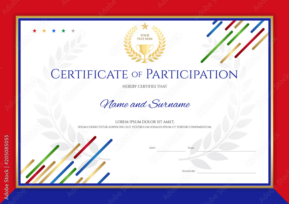 Certificate template in sport theme with sport color stripe theme ...